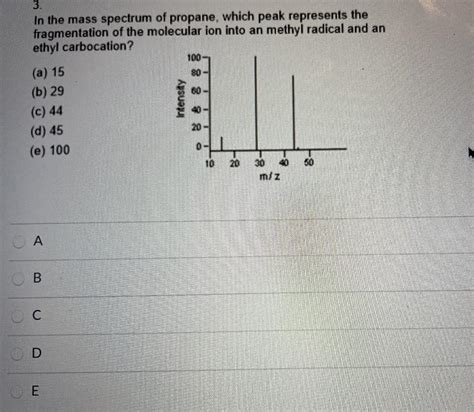 Solved 3 In The Mass Spectrum Of Propane Which Peak