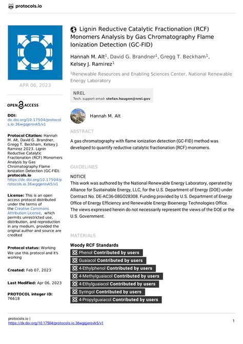 Pdf Lignin Reductive Catalytic Fractionation Rcf Monomers Analysis