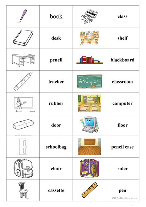 Школьные принадлежности на английском