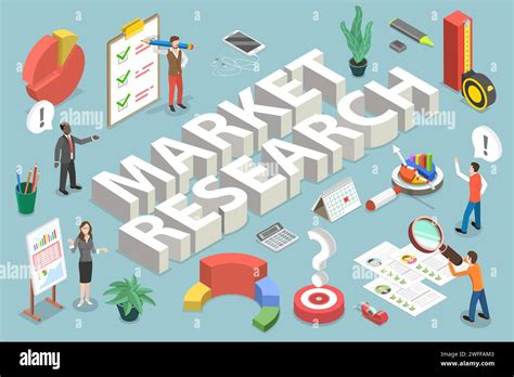 3D Isometric Vector Conceptual Illustration Of Market Research Method