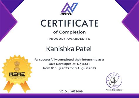 Kanishka Patel On Linkedin Nxtechintern Certificateofcompletion