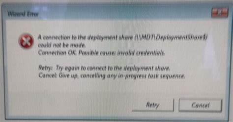 MDT Invalid Credentials Networking Spiceworks Community