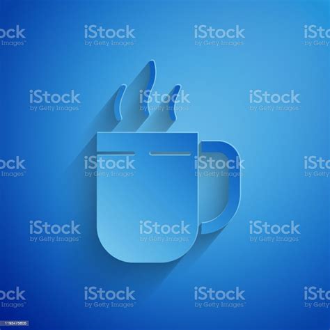 종이 컷 커피 컵 아이콘 파란색 배경에 격리 차 컵 뜨거운 음료 커피 종이 아트 스타일입니다 벡터 일러스트레이션 0명에 대한 스톡 벡터 아트 및 기타 이미지 Istock