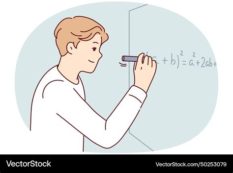 Man Solves Complex Mathematical Problems Vector Image