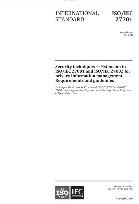 International Standard ISO IEC JTC 1 SC 27 Information Security Cybersecurity And Privacy