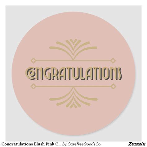 Congratulations Blush Pink Classic Round Sticker Blush Pink Pink