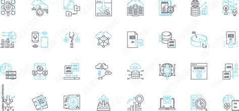 Social Research Linear Icons Set Sampling Analysis Survey Quantitative Qualitative Data