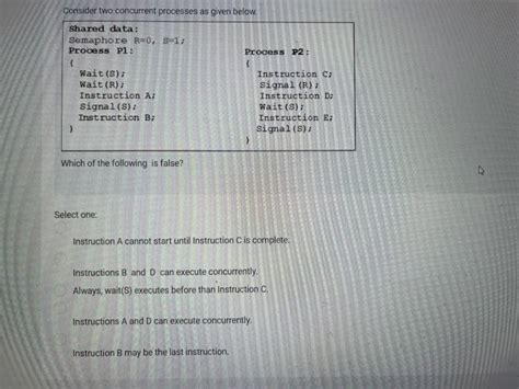 Solved Consider Two Concurrent Processes As Given Below