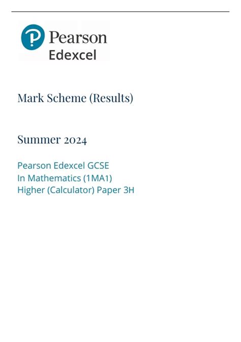 [verified] June 2024 Edexcel Gcse Higher Tier Maths Past Paper 3 Mark Scheme [1ma1 3h