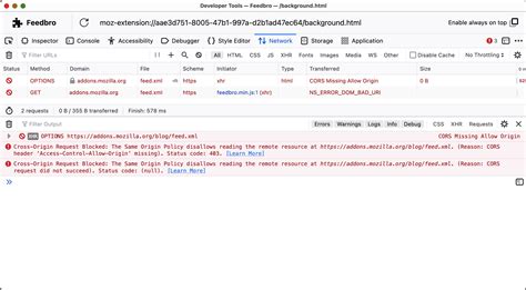 feedbro add on can t access feed of firefox add ons blog because of cors error r firefox