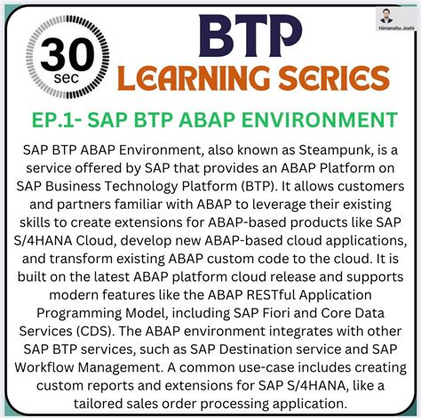 Himanshu Joshi On Linkedin Sap Sapbtp Btp Sapabap Abap