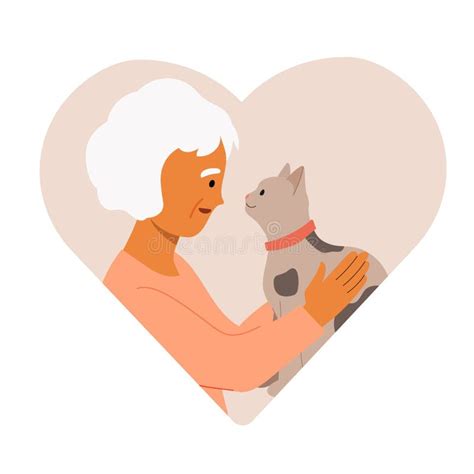 Elderly Woman Hugging Cat Stock Vector Illustration Of Bond 272063416