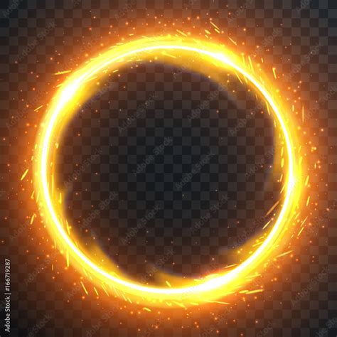 Realistic Round Light Fire Flame Frame Vector Template Illustration On