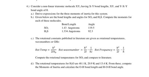 Solved 4 Consider A Non Linear Triatomic Molecule Xy2