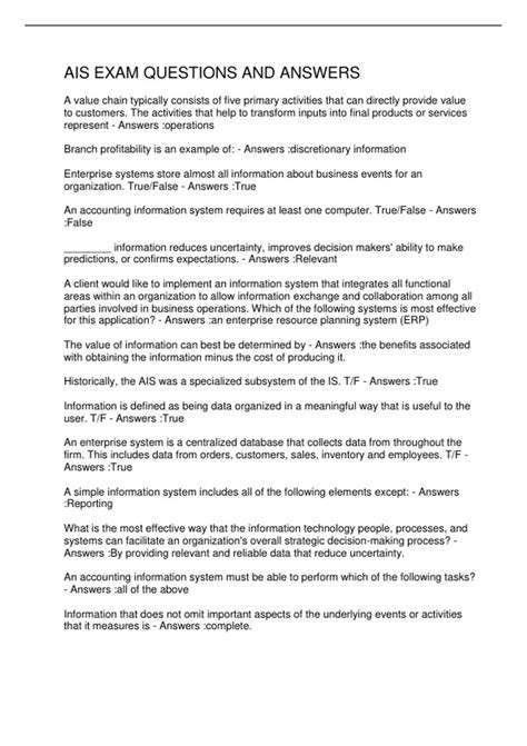 Ais Exam Questions And Answers Ais Stuvia Us