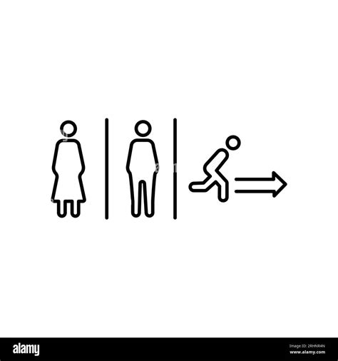 Toilet Line Icon Set Wc Sign Menwomen Restroom For Male Female