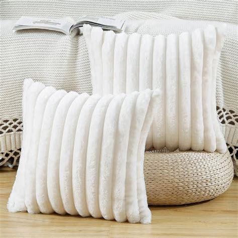 Madizz Set Of 2 Faux Fur Plush Decorative Throw Pillow Covers 20x20