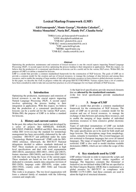 Pdf Lexical Markup Framework Lmf