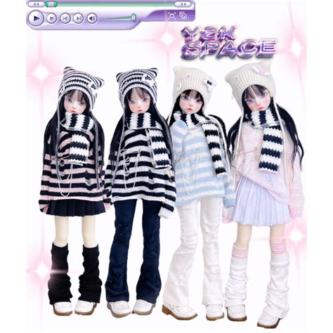【bjd Doll Clothes】bjd 1 4 เสื้อผ้าตุ๊กตาหมี ลายทาง พร้อมหมวก และกางเกง