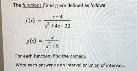 Solved The Functions F And G Are Defined As Follows Fxx 4x2