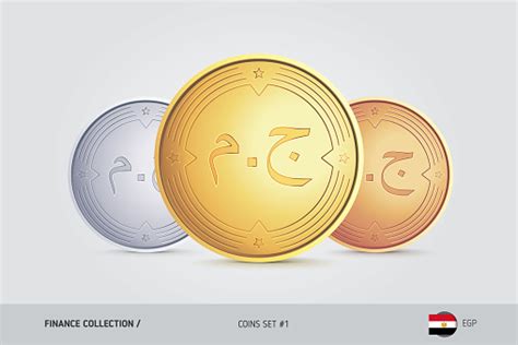 골든 실버 청동 동전입니다 현실적인 금속 이집트 파운드 동전 세트 배경에 고립 된 개체입니다 웹사이트 웹 디자인 모바일 애플 리 케이 션 인포 그래픽에 대 한 금융 개념 0