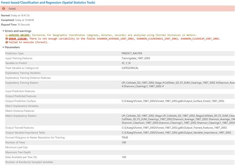 Forest Based Classification And Regression Error Esri Community