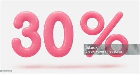 빨간색 아이콘 3d 렌더링 30 퍼센트 기호 30 사실적인 디자인 요소 엽서 아이콘 포스터 배너 웹 디자인 예술에 대 한 흰색에 고립 된 벡터 일러스트 레이 션 블랙