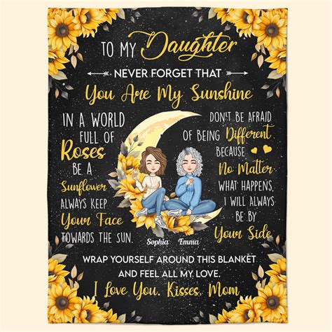 To My Daughter You Are My Sunshine Sunflower Personalized Blanket