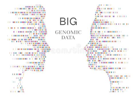 Big Genomic Data With Woman Face Genome Sequence Map Horizontal Stock Vector Illustration Of
