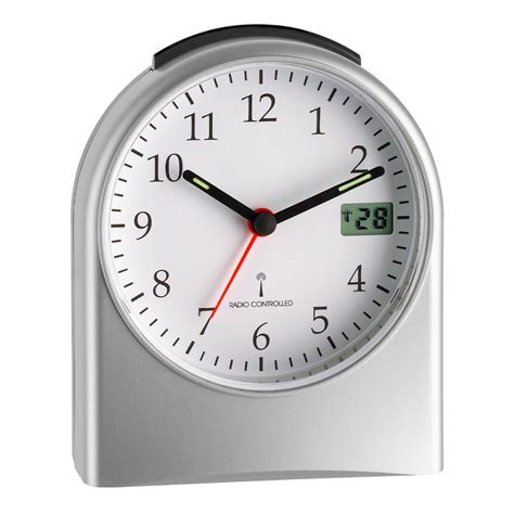 Analogue Radio Controlled Alarm Clock With Digital Display Of Seconds Tfa Dostmann