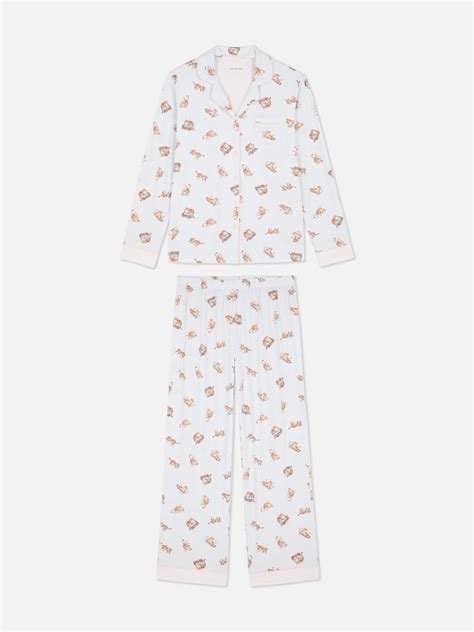 Womens Light Blue Cosy Printed Boyfriend Pyjamas Primark