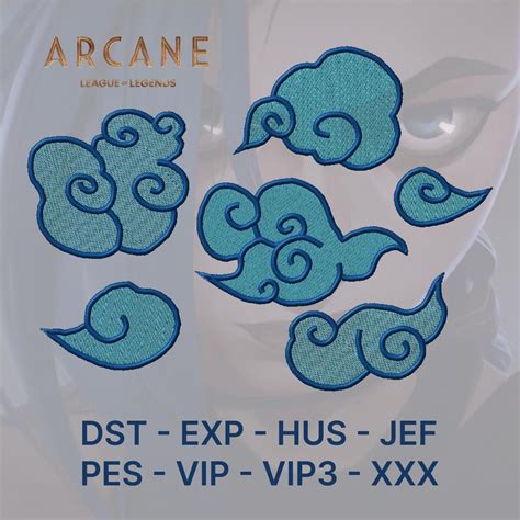 Jinx Arcane Embroidery Design Bundle Cloud Tattoo Inspired Digital