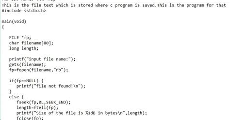 All C Programs Display File Size
