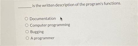 Solved Is The Written Description Of The Programs