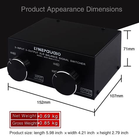 B033 3 Input To 3 Output Fully Balanced XLR Signal Passive Stereo Selector Switch Switcher