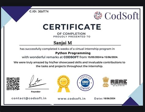 Finished My Python Internship At Codsoft Sanjai M Posted On The Topic Linkedin