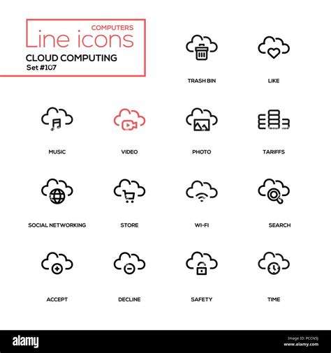 Cloud Computing Modern Line Design Icons Set Stock Vector Image Art Alamy