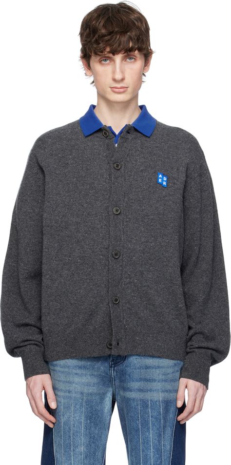 ADER Error Gray Sig TRS Tag Cardigan ADER Error