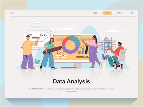 Premium Vector Data Analysis Web Concept For Landing Page In Flat Design Man And Woman Analyze