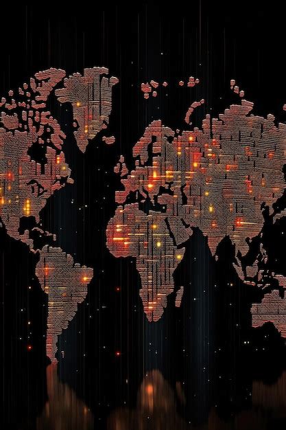 Premium Photo Binary Code Digital World Map On Dark Background Created With Generative Ai