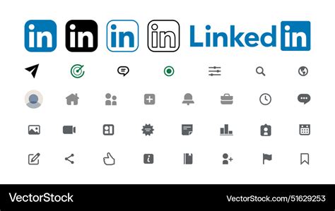 Linkedin App Interface Icons Royalty Free Vector Image