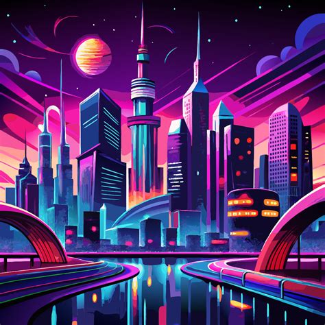 Neon Cityscape With Futuristic Design