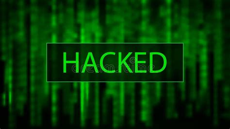 Cyber Attack Hacked Digital Background Green Matrix Binary Computer Code Computer Screen
