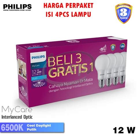 Jual Lampu LED Bulb PHILIPS 13W Paket 3 Free 1 13 W Watt 13Watt Kota Bandung 1Step Store