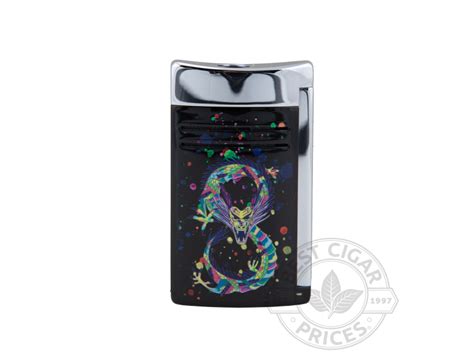 Maxijet Single Torch Lighter By S T Dupont Black And Chrome Dragon Free Shipping Over 99