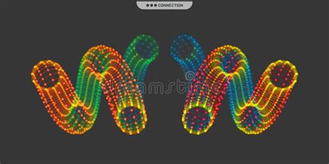 Spiral 3d Vector Wireframe Object Illustration With Connected Lines And Dots Abstract Grid