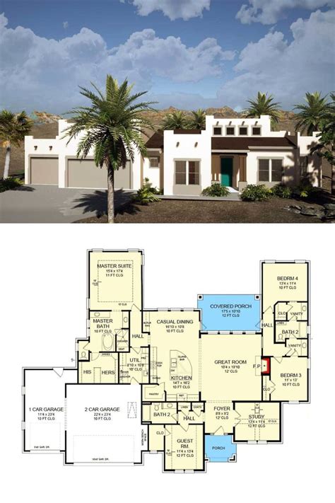 Santa Fe Adobe Style Floor Plan Blurs The Lines Between Inside And