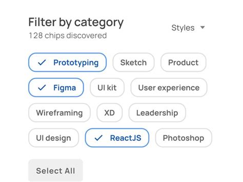 Chips Selection For Filters Ui Design In Figma Ui Design Design System Filters