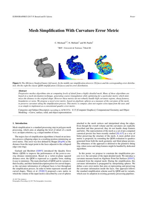 pdf mesh simplification with curvature error metric
