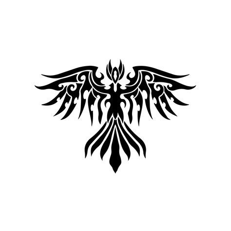 Phoenix Bird Logo Tribal Tattoo Design Stencil Vector Illustration